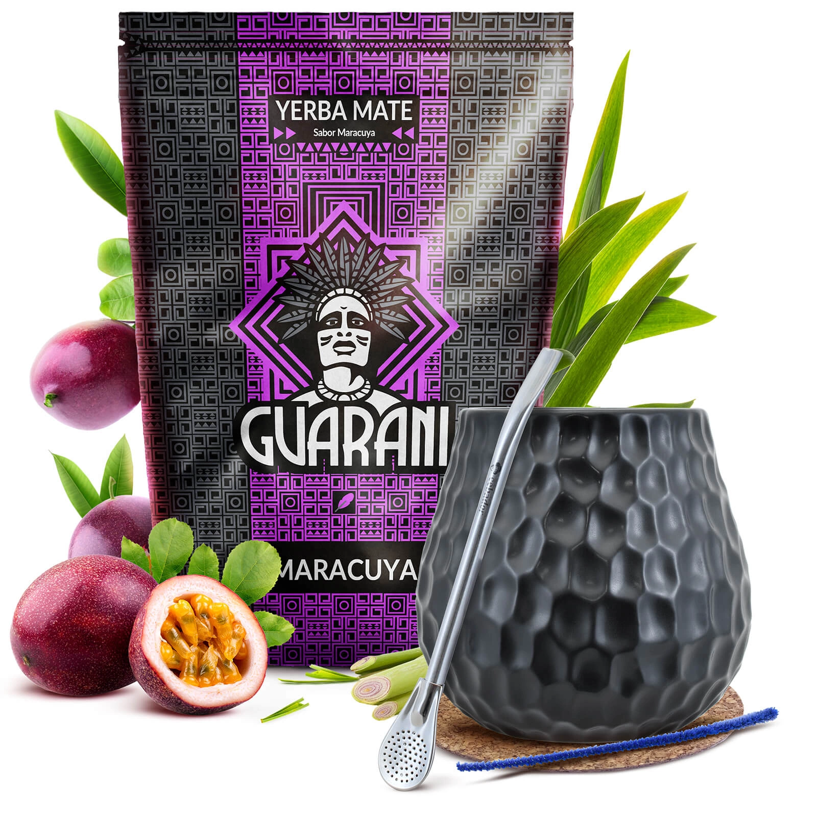 Yerba Mate kit de pornire Guarani Maracuya 500g | MateMundo.ro